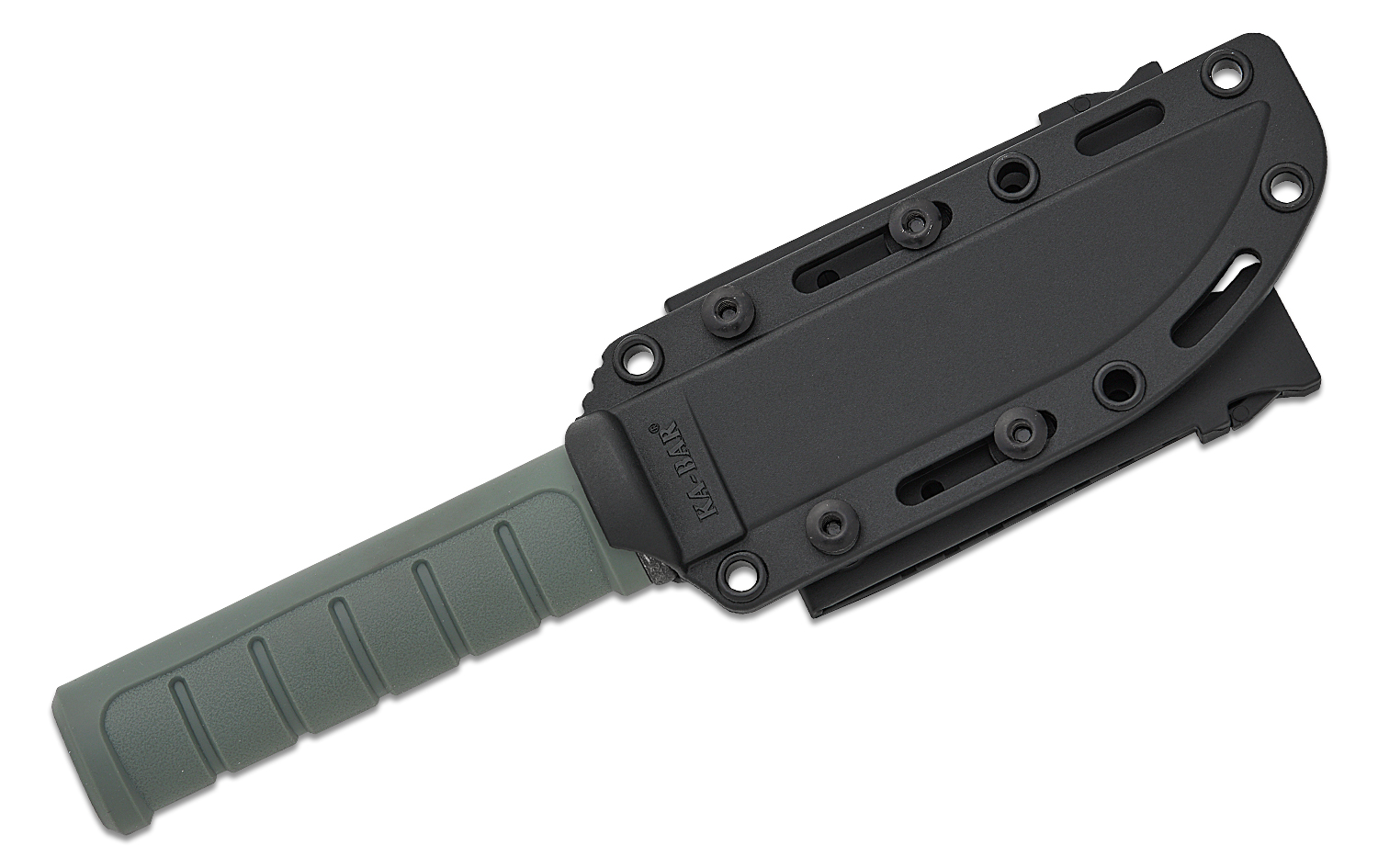 KA-BAR 6101 Dust II Fixed Blade Knife 5.25" D2 Black Clip Point Blade ...