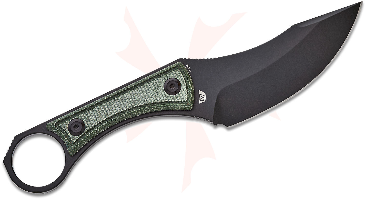 Kansept Knives Marco Panella Niko Fixed Blade Knife 3.54" D2 Black TiCn ...