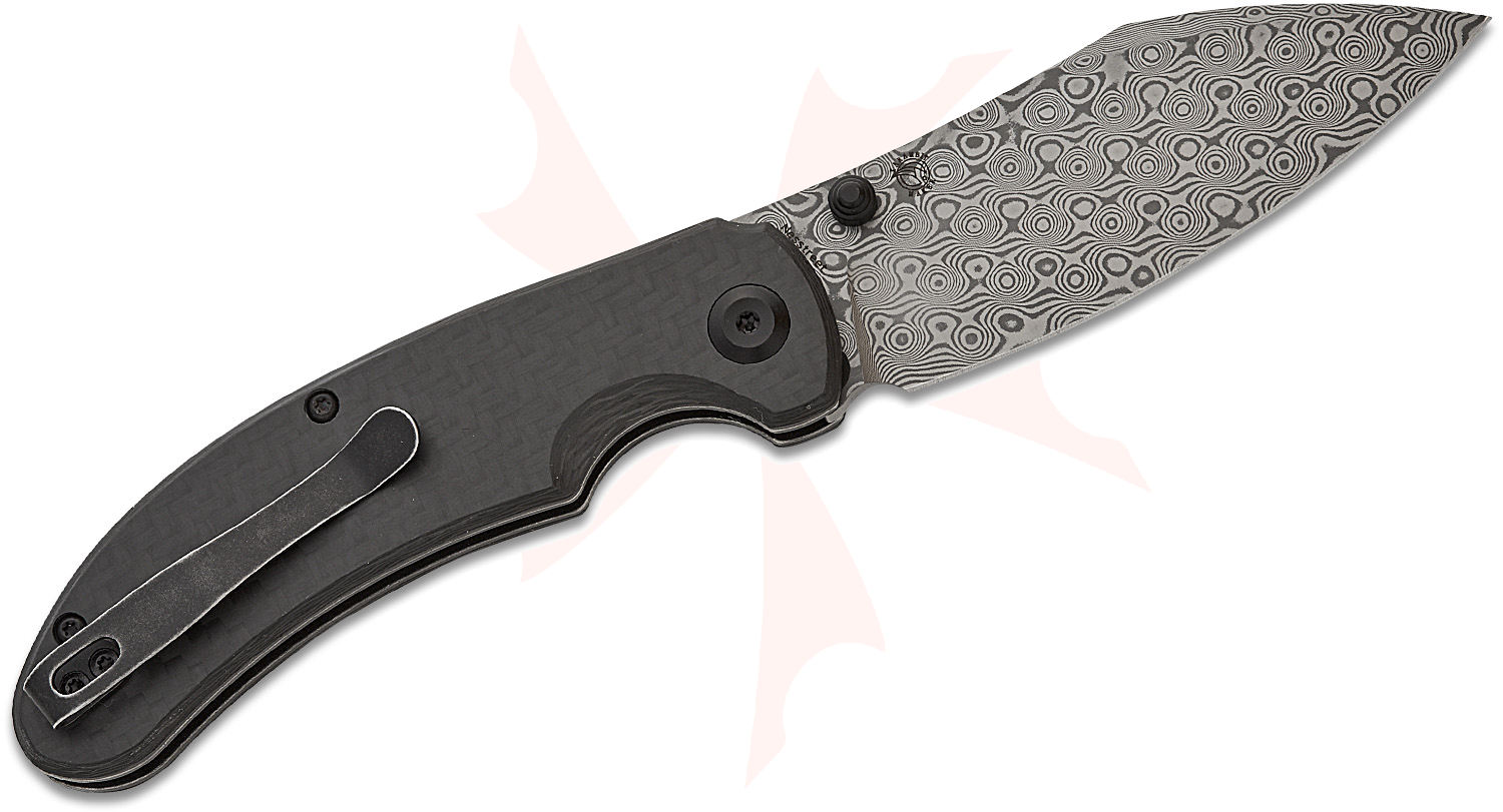 Kansept Knives Nesstreet Button Lock Folding Knife 3.58" Damascus ...