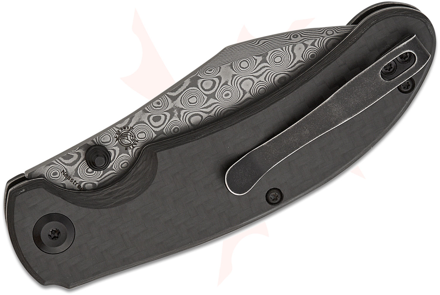 Kansept Knives Nesstreet Button Lock Folding Knife 3.58" Damascus ...