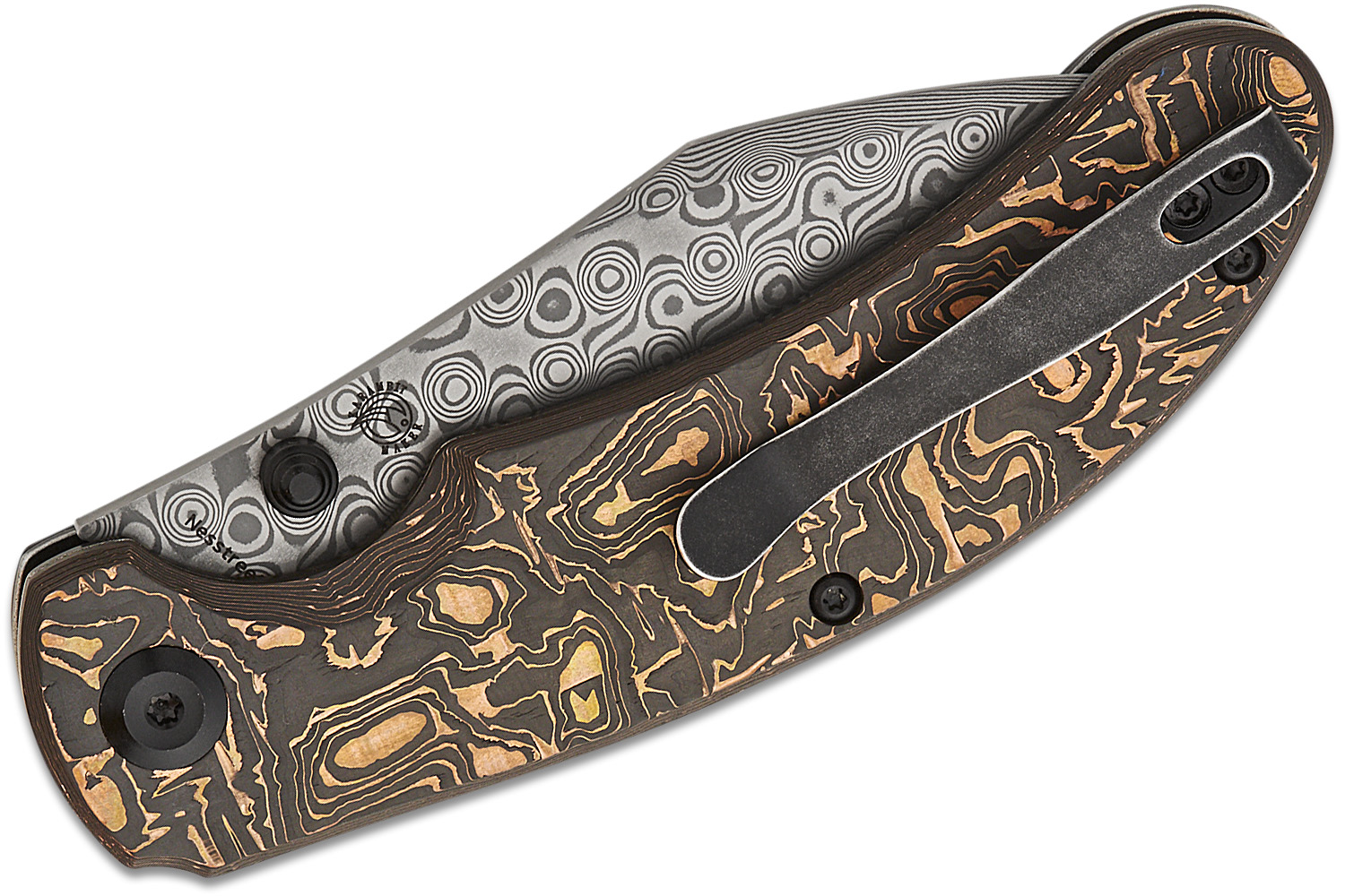 Kansept Knives Nesstreet Button Lock Folding Knife 3.58" Damascus ...