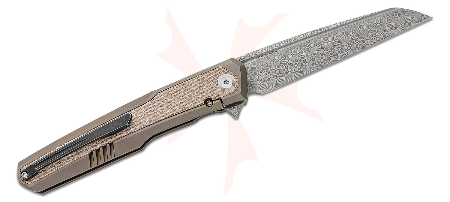 Kansept Knives Ostap Hel Arcus Flipper Knife 3.43" Damascus Wharncliffe ...