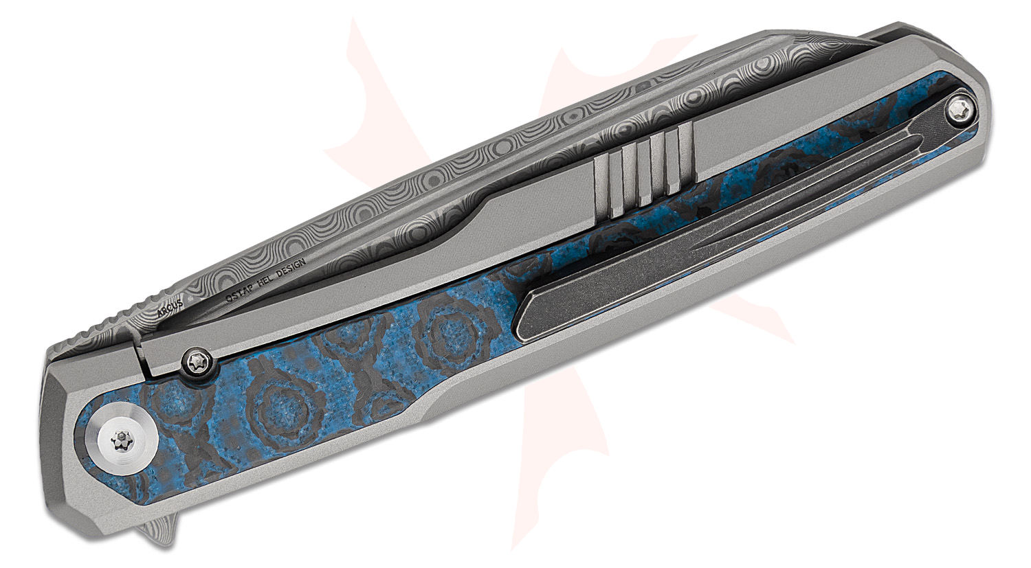 Kansept Knives Ostap Hel Arcus Flipper Knife 3.43" Damascus Wharncliffe ...