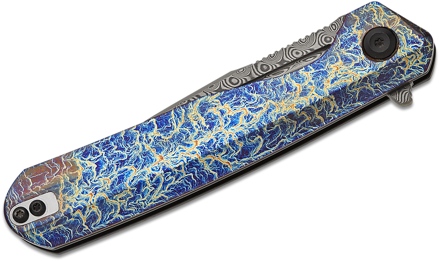 Kansept Knives Ostap Hel Qilin Flipper Knife 3.43" Damascus Drop Point ...