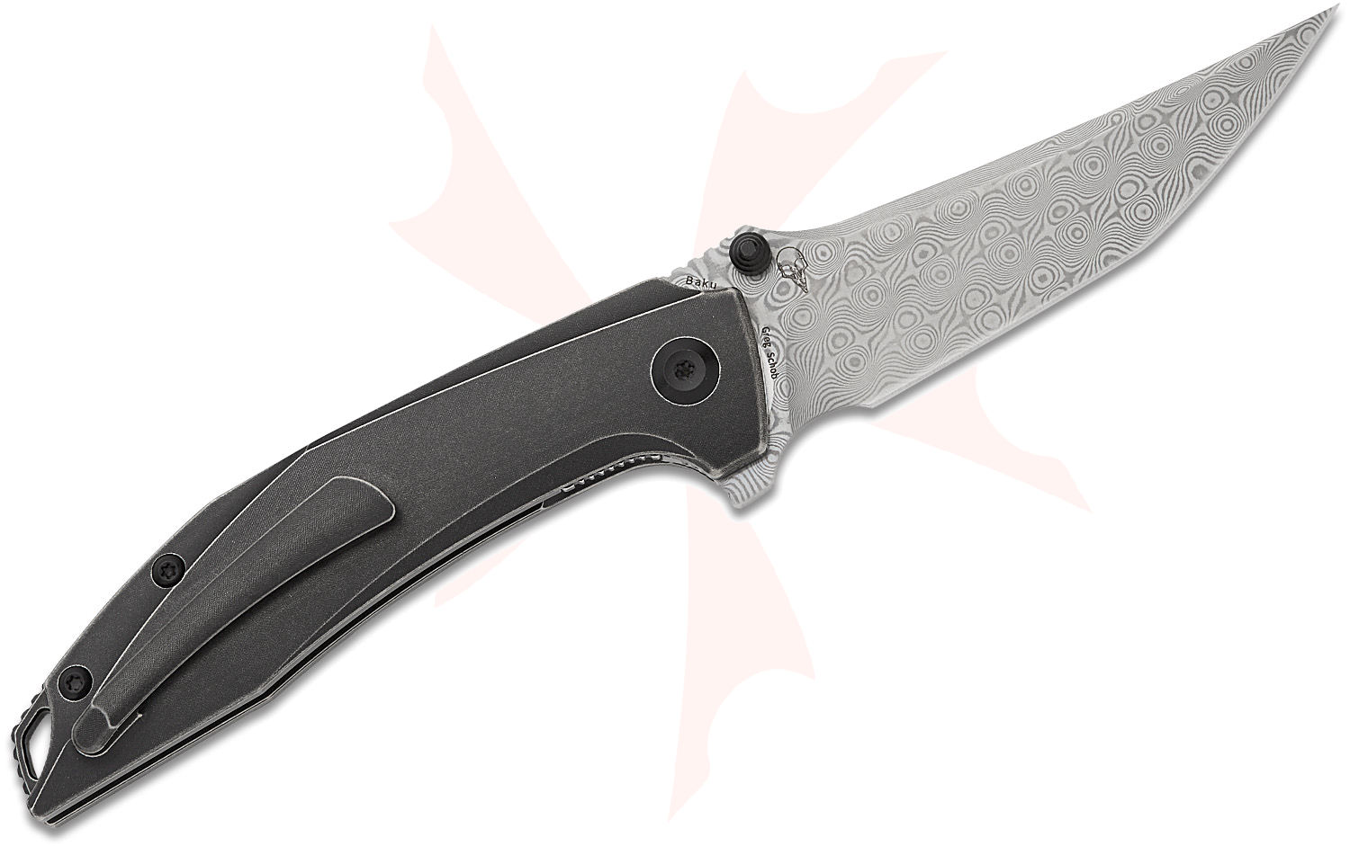 Kansept Knives Greg Schob Baku Liner Lock Flipper Knife 3.2" Damascus ...