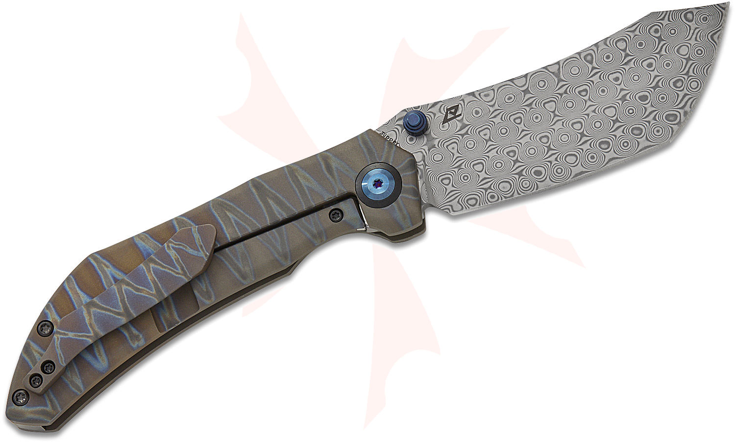 Kansept Knives Tipper Frame Lock Folding Knife 3.38" Damascus Modified ...