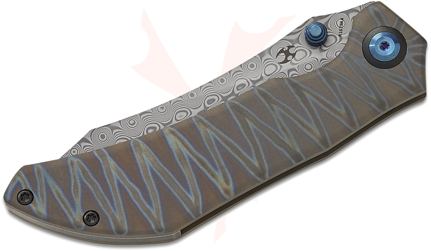 Kansept Knives Tipper Frame Lock Folding Knife 3.38" Damascus Modified ...