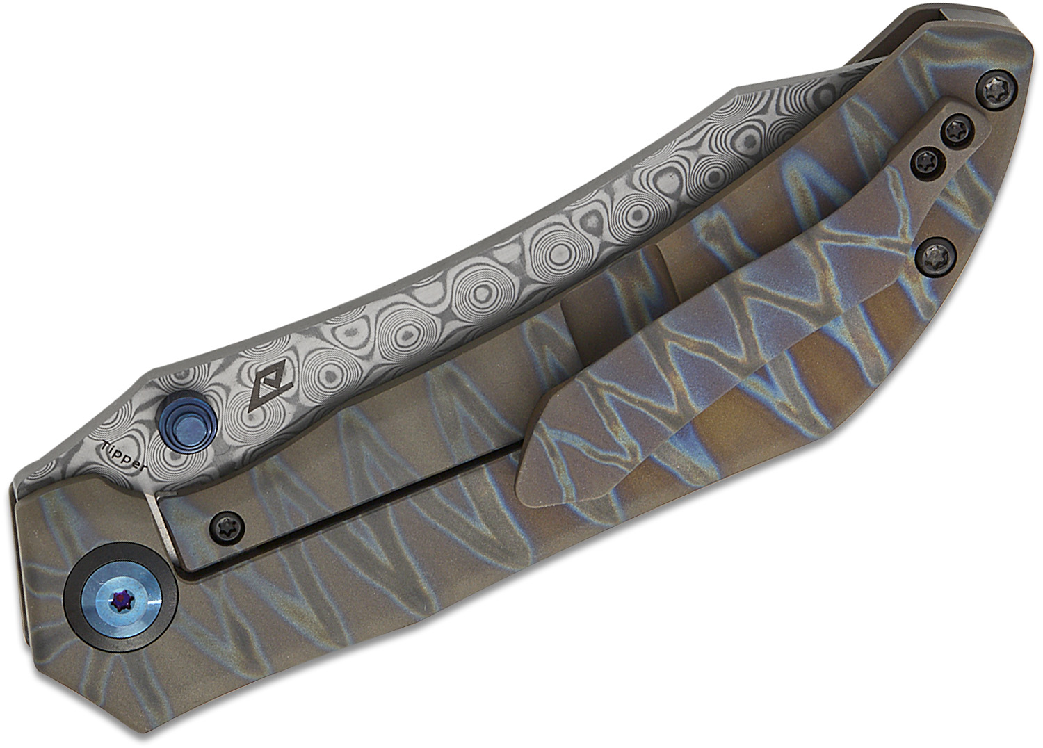 Kansept Knives Tipper Frame Lock Folding Knife 3.38" Damascus Modified ...