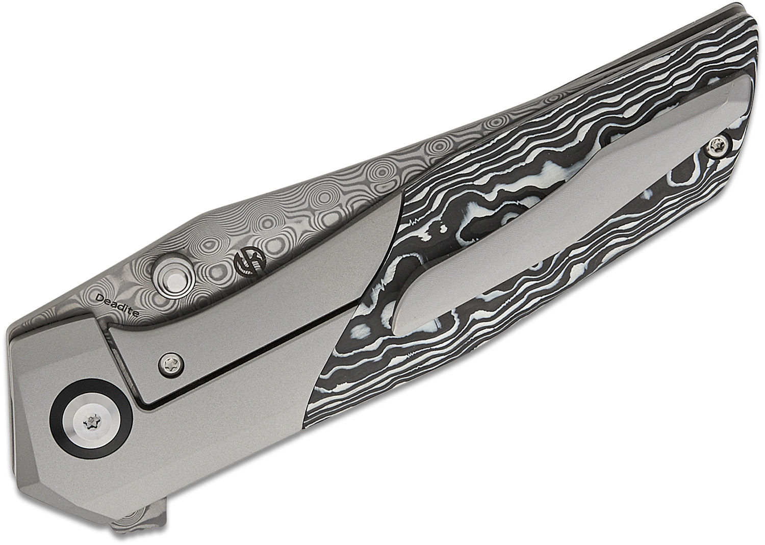 Kansept Knives Deadite Flipper Knife 3.52" Damascus Clip Point Blade ...