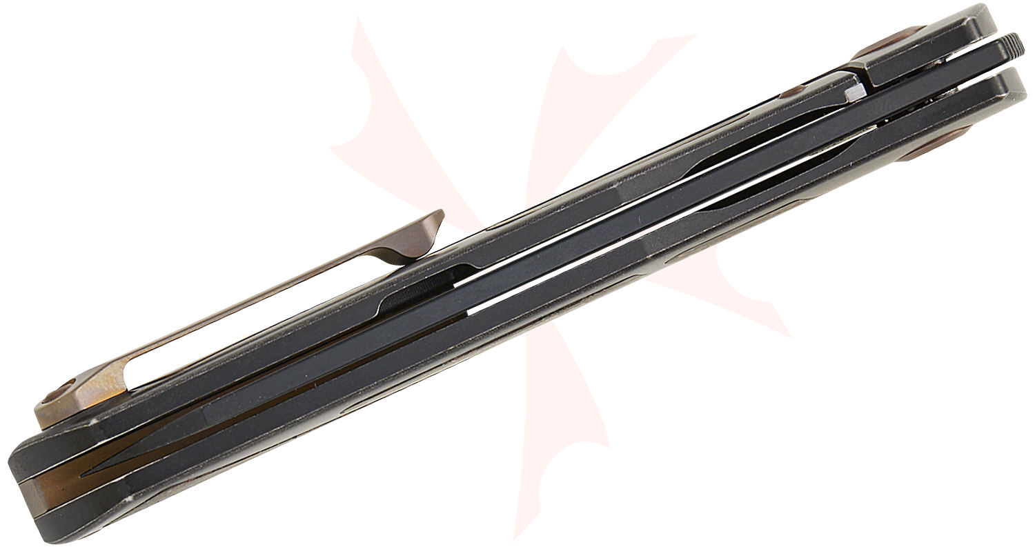 Kansept Knives Cru Flipper Knife 3.46" CPM-S35VN Black Wharncliffe ...