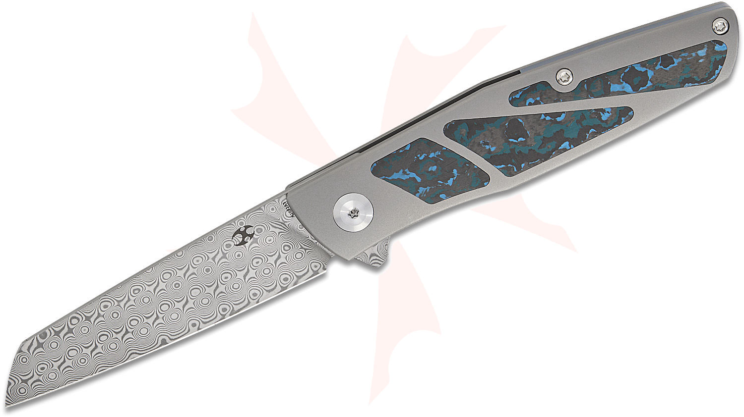 Kansept Knives Cru Flipper Knife 3.46" Damascus Wharncliffe Blade ...