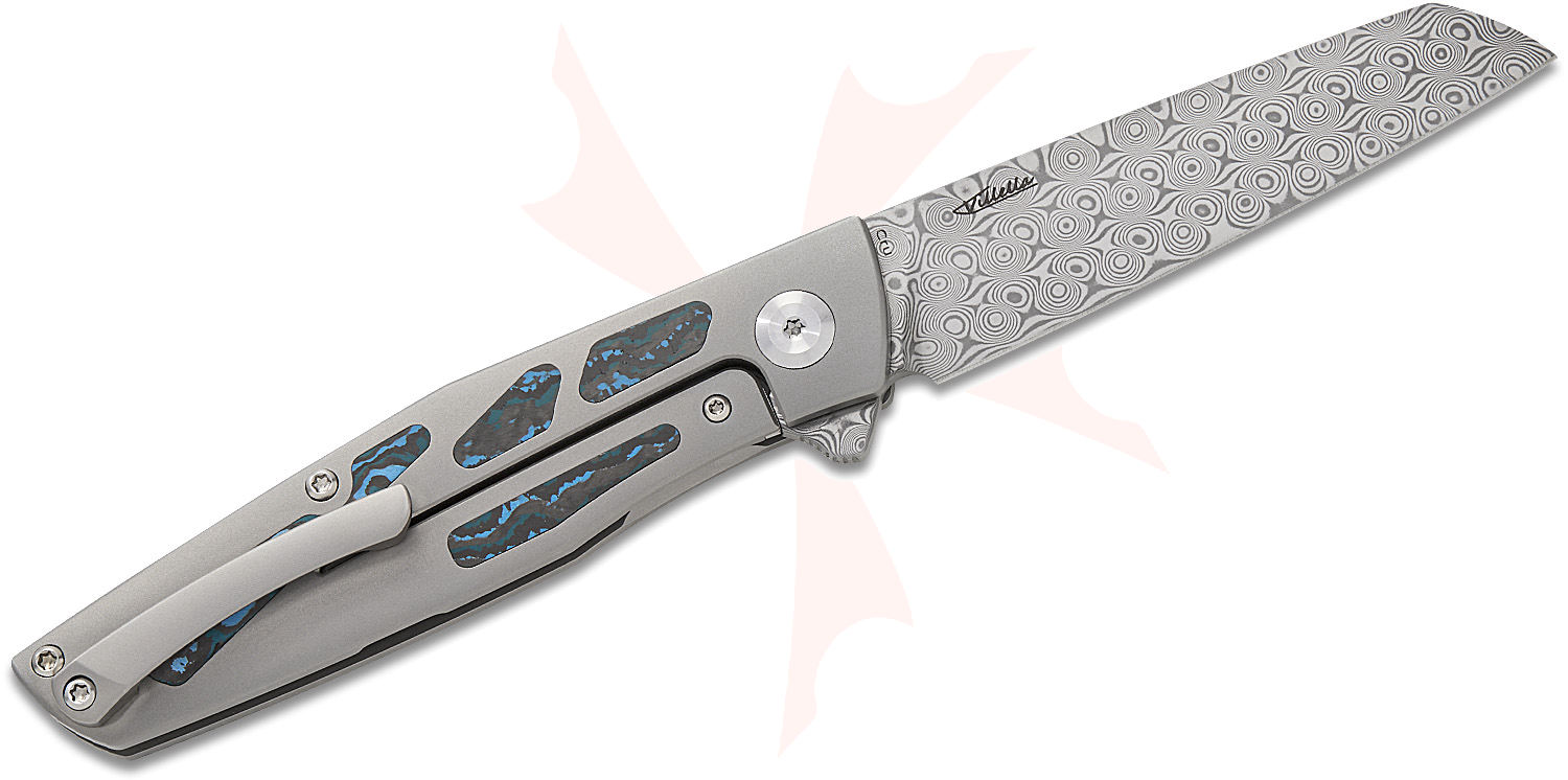 Kansept Knives Cru Flipper Knife 3.46" Damascus Wharncliffe Blade ...