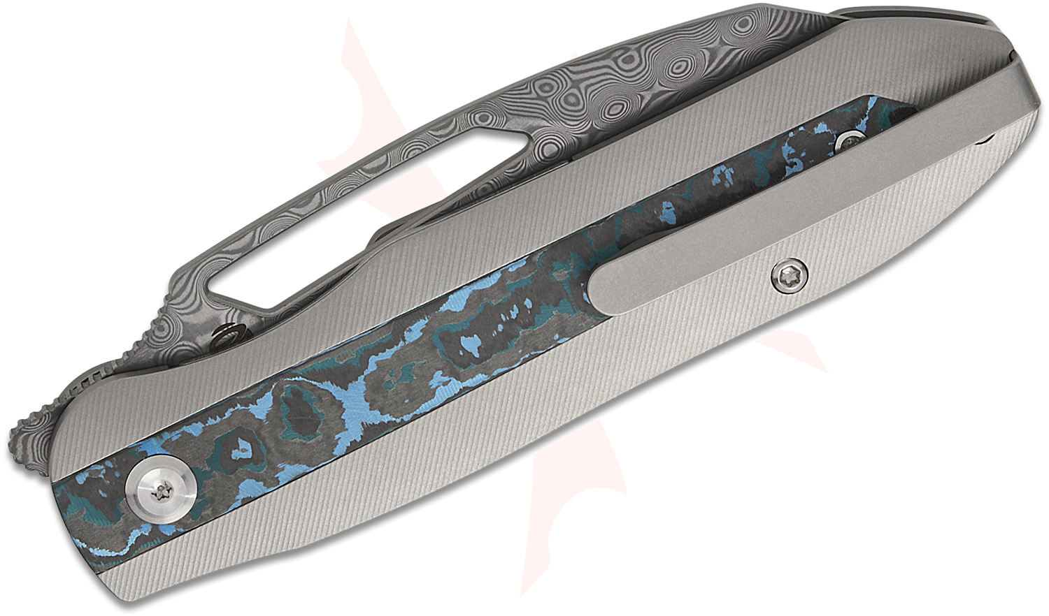 Kansept Knives Thunderhead Front Flipper Knife 3.58" CPM-S35VN Damascus ...