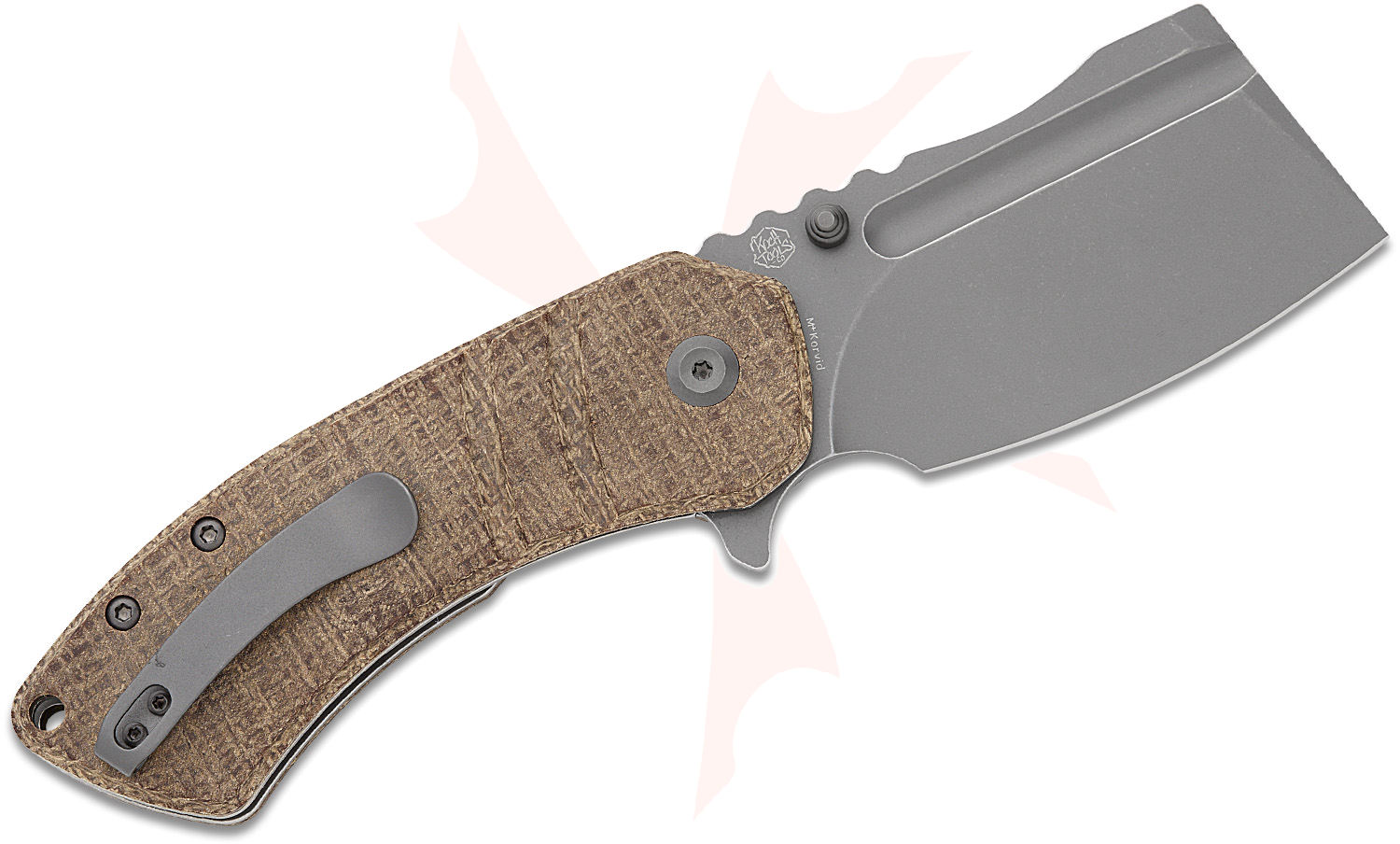 Kansept Knives Korvid M& Liner Lock Flipper Knife 3.07" 154CM Gray Stonewashed Cleaver Blade ...