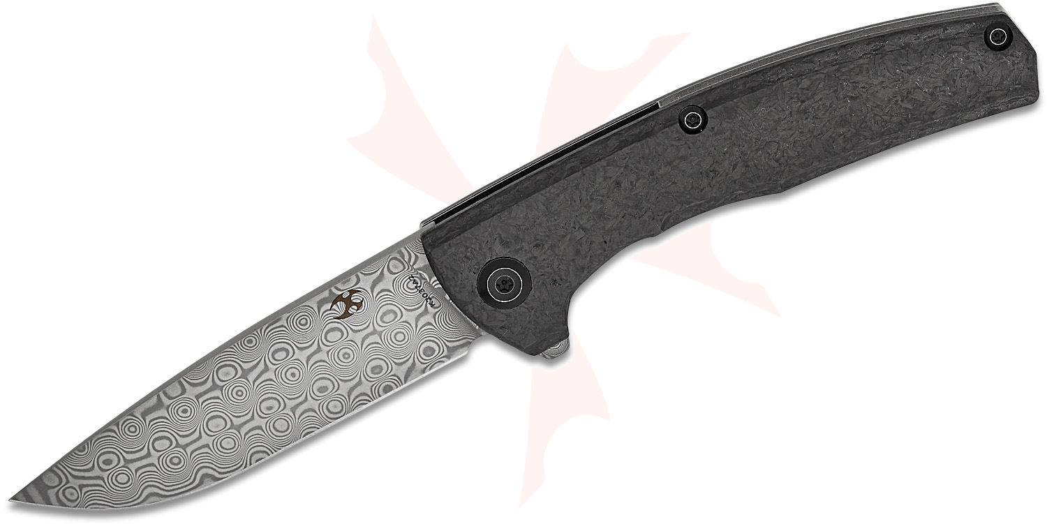 Kansept Knives AGI Frame Lock Flipper Knife 2.94" Damascus Drop Point ...
