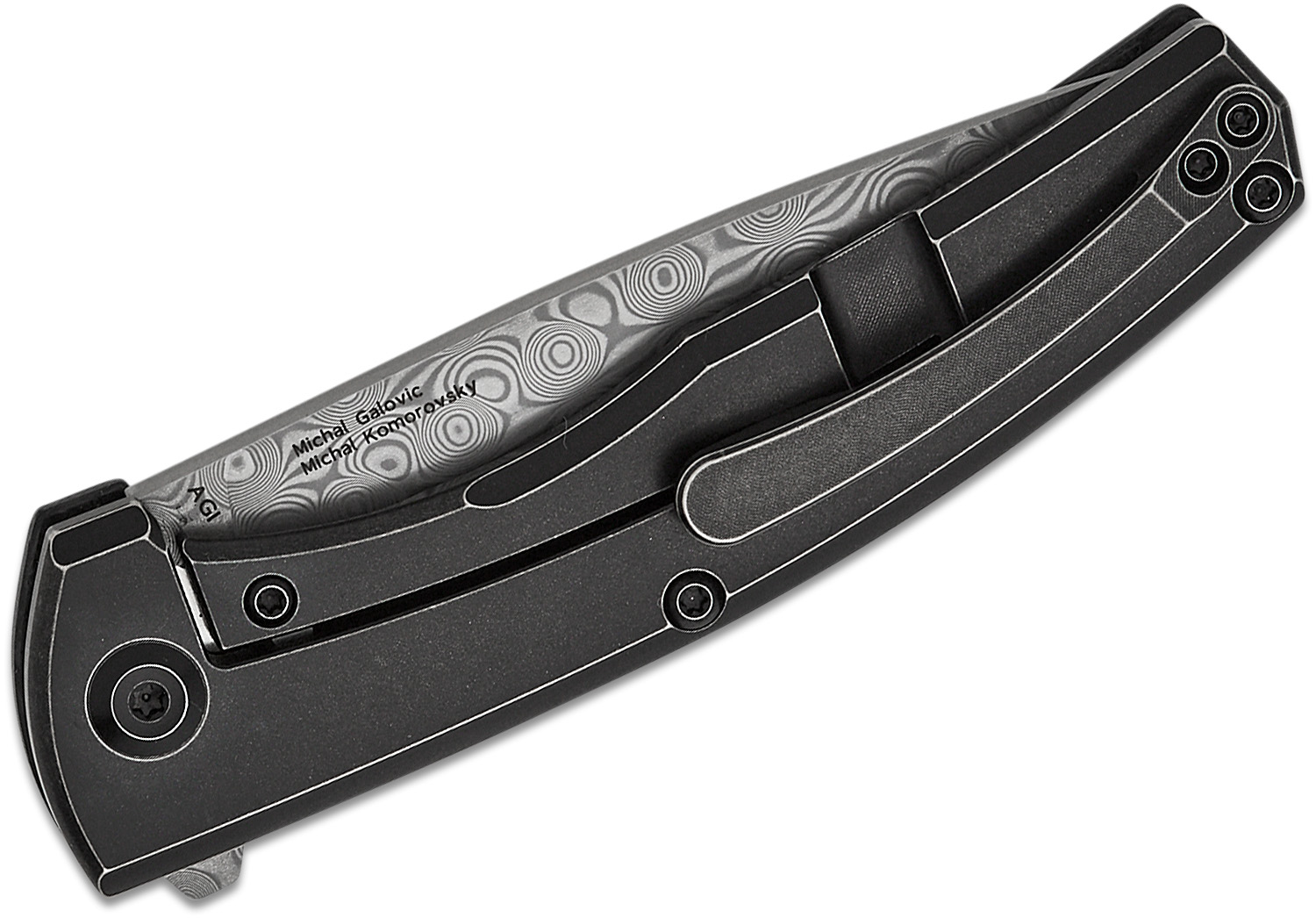 Kansept Knives AGI Frame Lock Flipper Knife 2.94" Damascus Drop Point ...