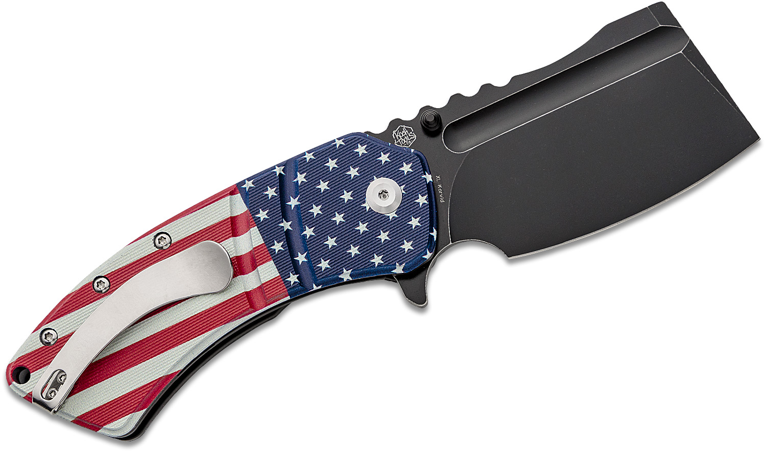 Kansept Knives XL Korvid Flipper Knife 3.55" 154CM Black Cleaver Blade ...