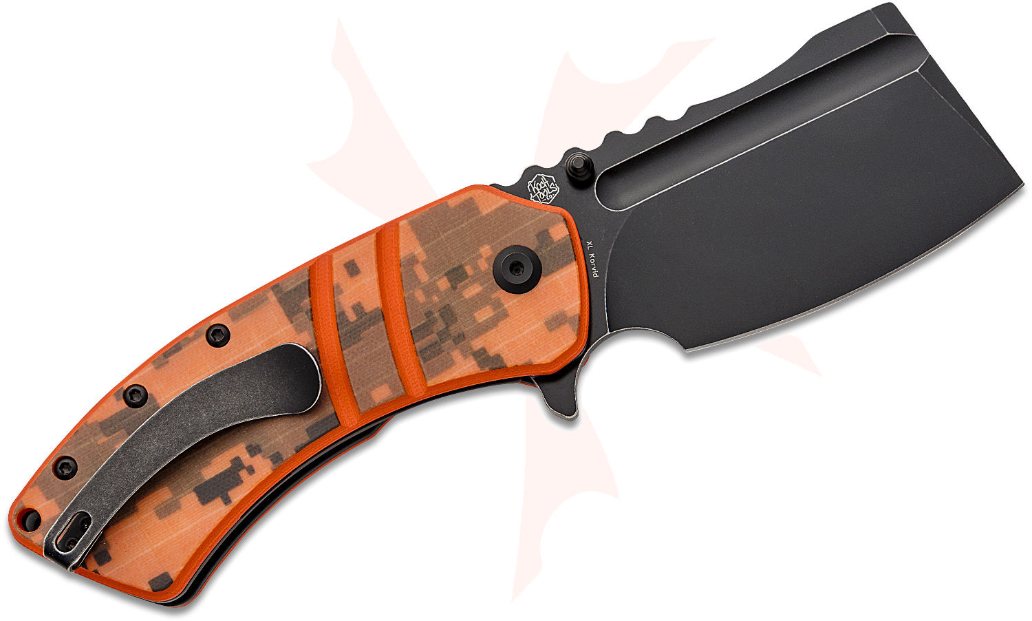 Kansept Knives XL Korvid Flipper Knife 3.55" 154CM Black Cleaver Blade ...