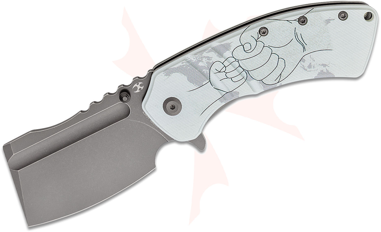 Kansept Knives XL Korvid Flipper Knife 3.55" 154CM Gray Cleaver Blade ...