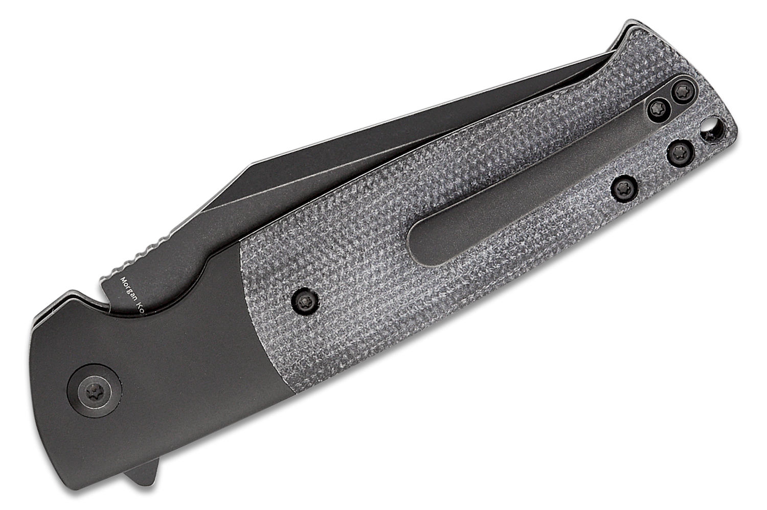 Kansept Knives Shikari SBL Button Lock Flipper Knife 3.56" 154CM Black Stonewashed Clip Point ...