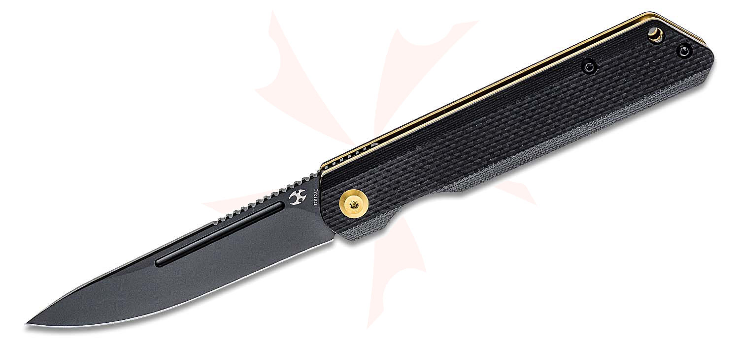 Kansept Knives Prickle Front Flipper 3.53" 154CM Black Drop Point Blade ...