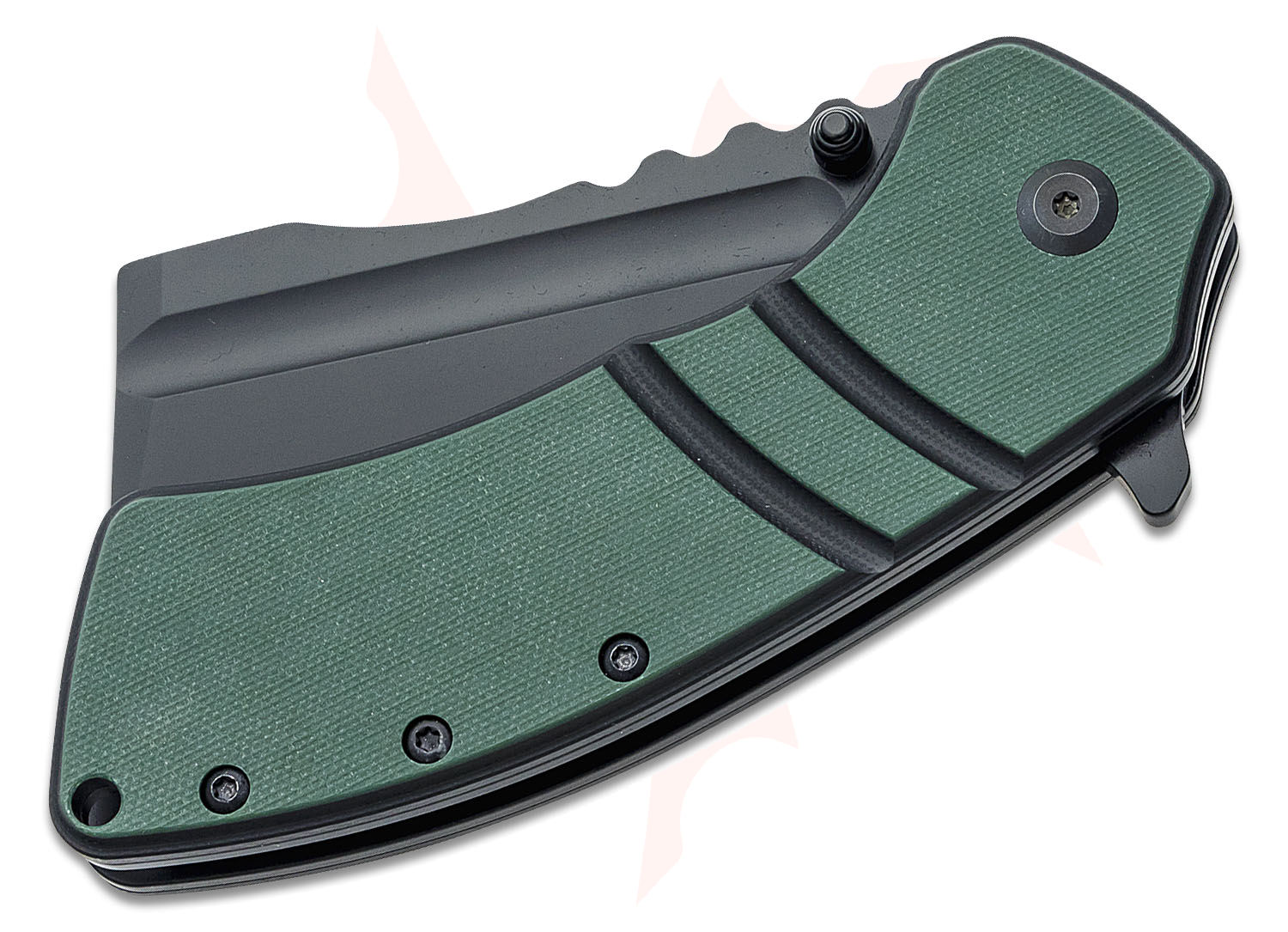 Kansept Knives XL Korvid Flipper Knife 3.55" 154CM Black Cleaver Blade ...