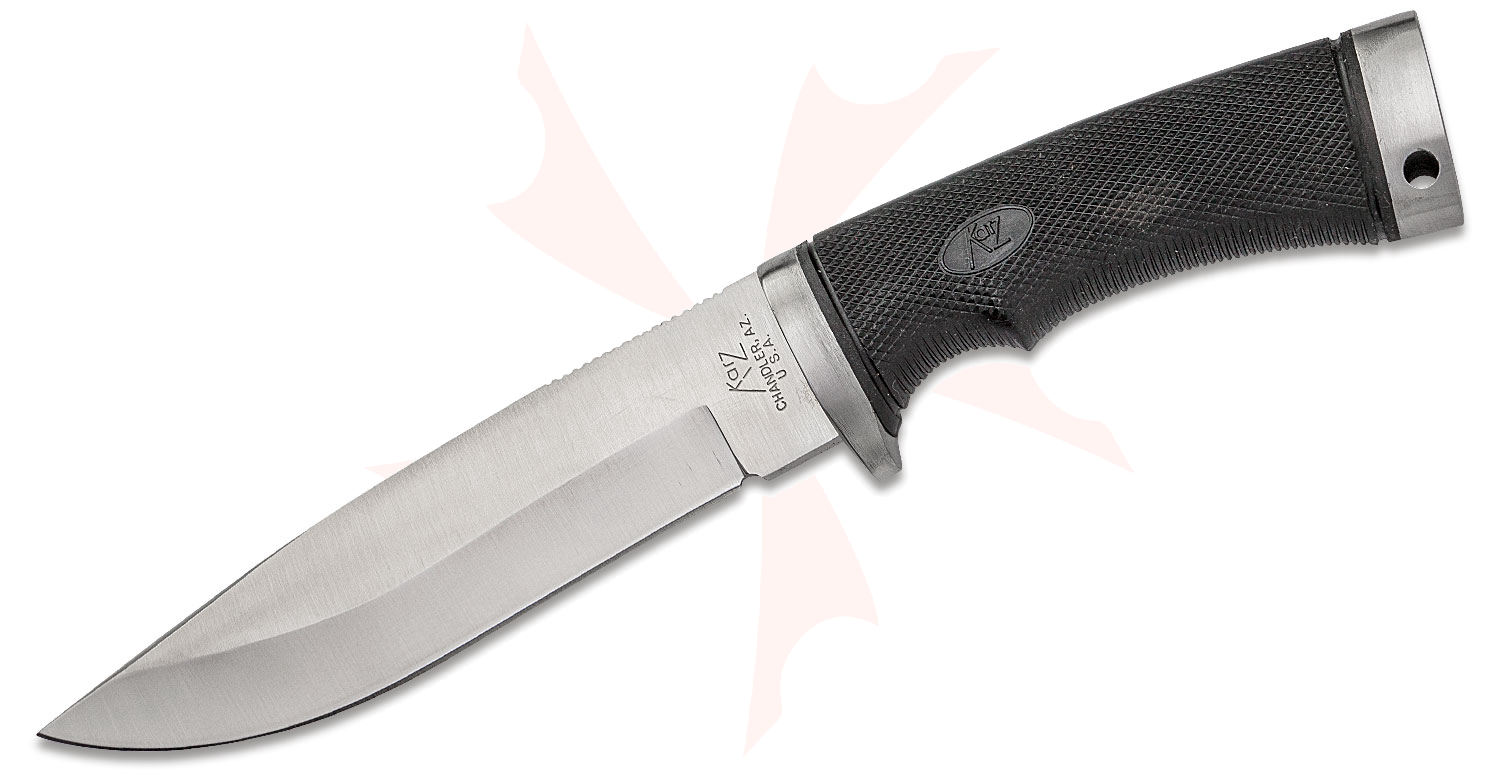 Katz Lion King Hunting Knife Fixed 6.125" Satin Plain, Black Kraton ...