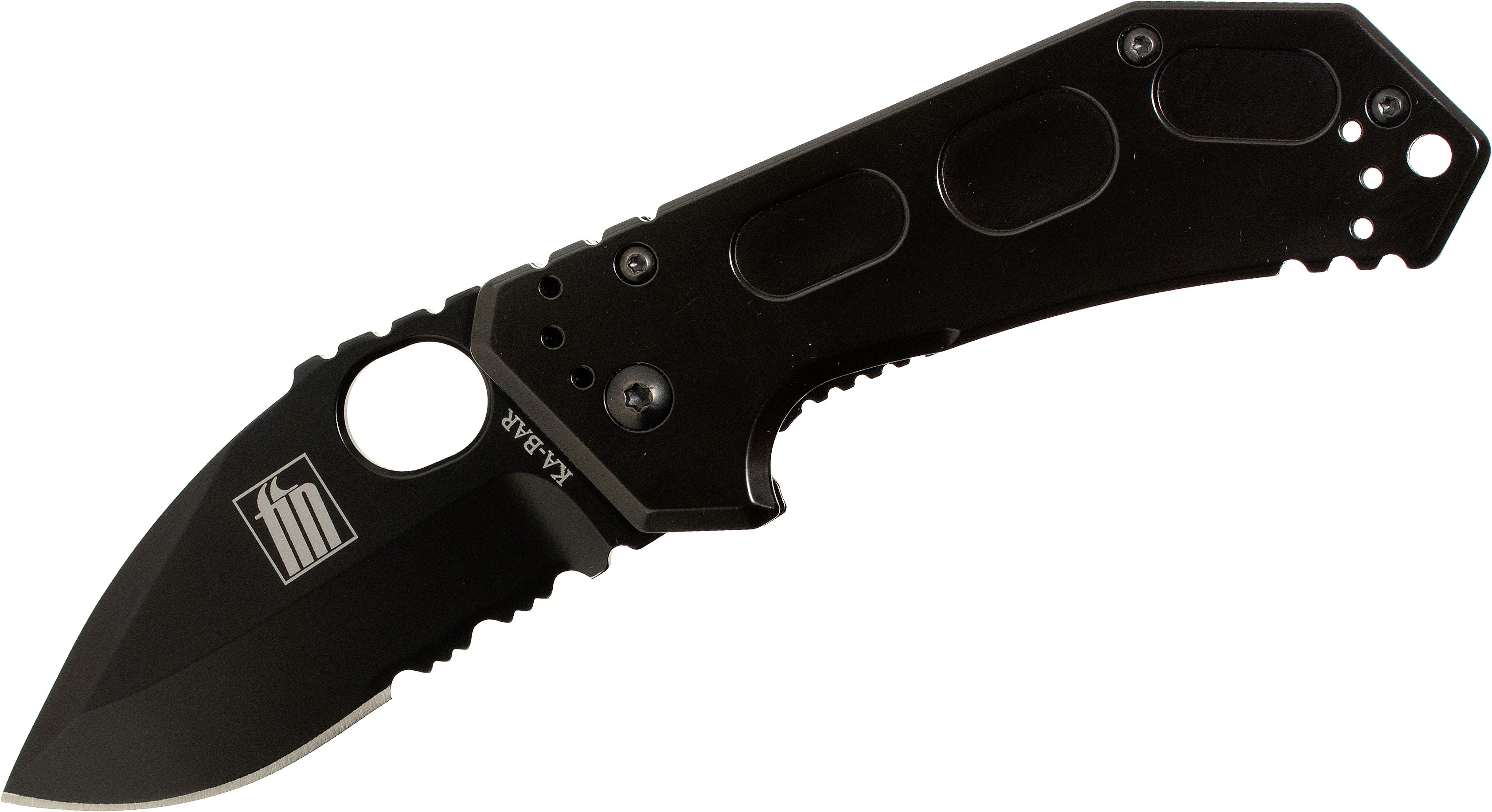 KA-BAR 5551 FIN Folding Frame Lock 2.75" Combo Edge Drop Point Blade ...