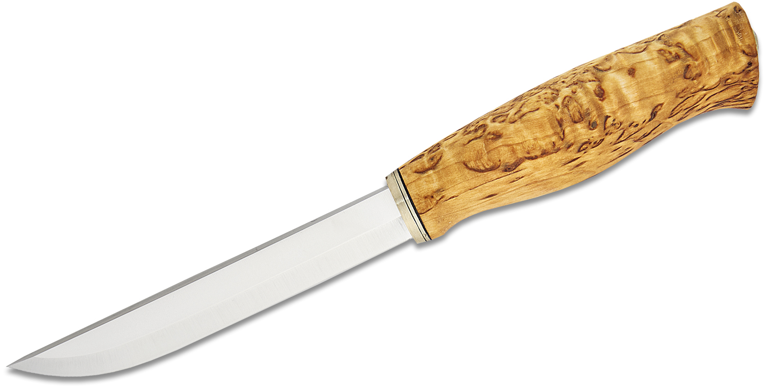 Kellam Knives Jouni 80 Fixed 4.88" Polished Blade, Curly Birch Handle w ...