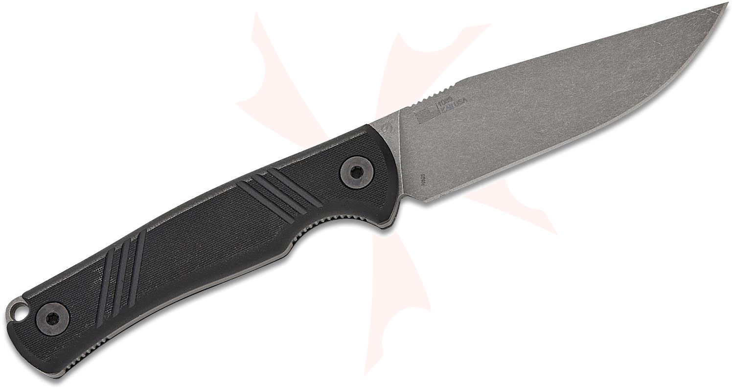 Kershaw 1089 Pack Mule Fixed Blade Knife 3.9" N690 Stonewashed Clip Point Blade, Black G10 ...