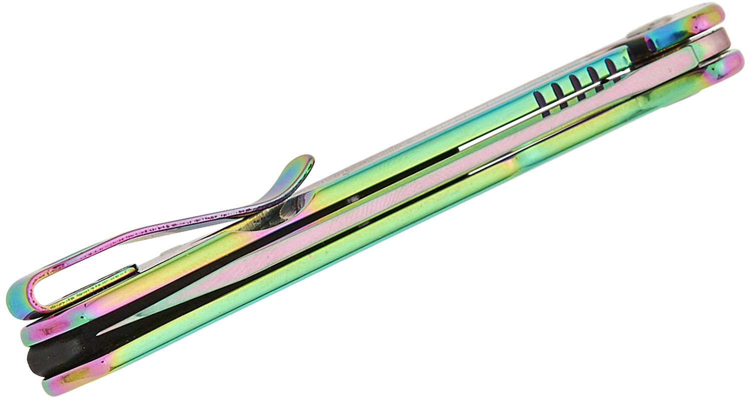 Kershaw 2044RBW Outcome Assisted Flipper Knife 2.8" Rainbow PVD Drop ...