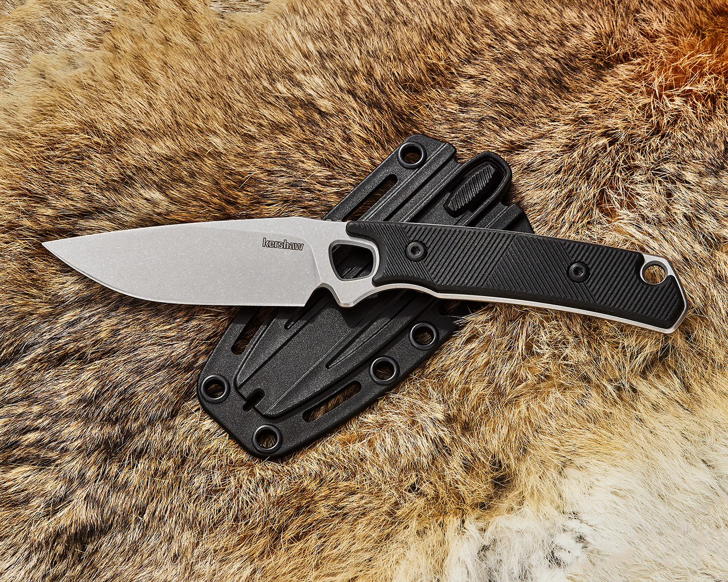 Kershaw 2048 Steppe Fixed Blade Knife 3.55" Stonewashed Drop Point ...