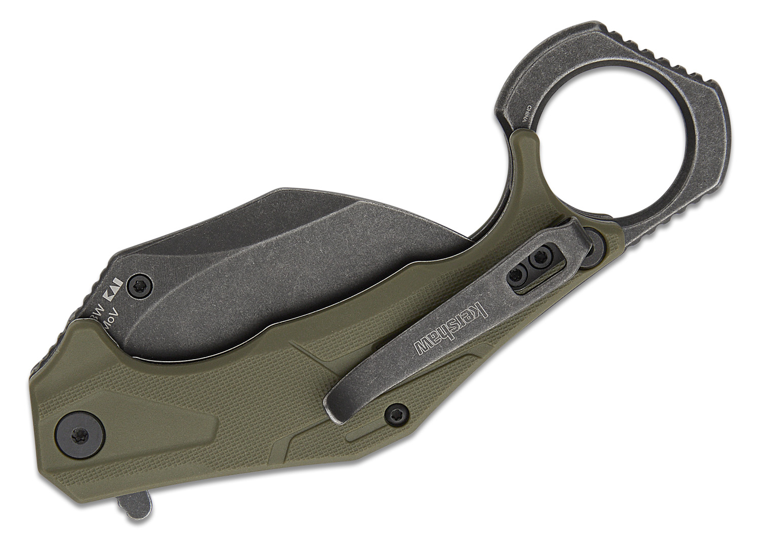 Kershaw 2064ODBW Outlier Assisted Liner Lock Flipper Knife 2.6" BlackWashed Karambit Blade ...