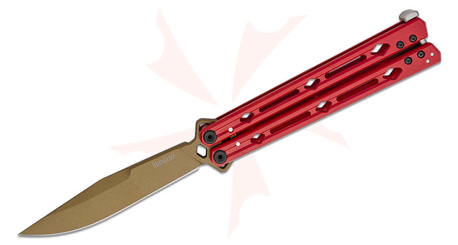 Kershaw 5150REDBRZ Lucha Balisong Butterfly Knife 4.6" Bronze Sandvik ...