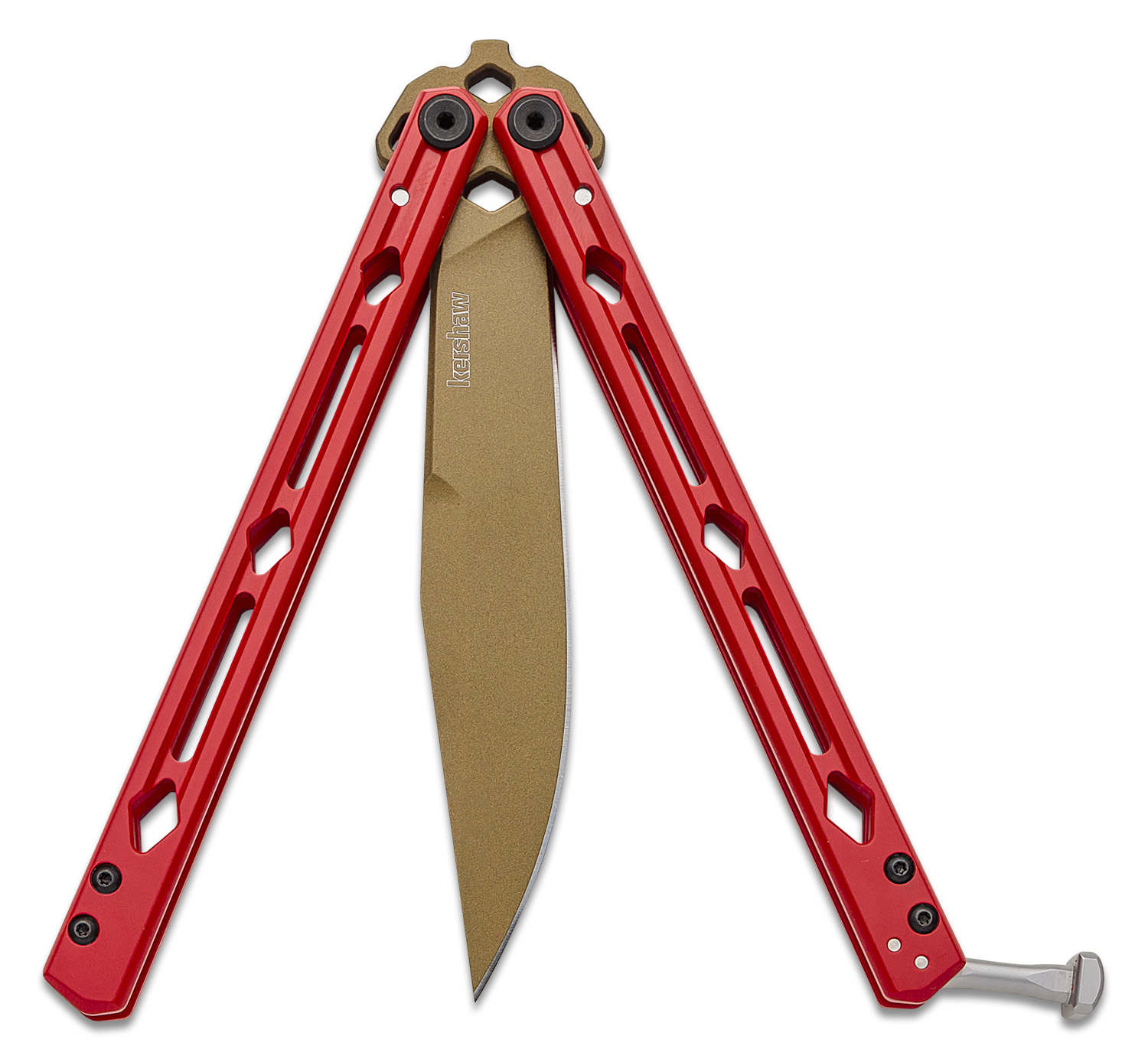 Kershaw 5150REDBRZ Lucha Balisong Butterfly Knife 4.6" Bronze Sandvik ...