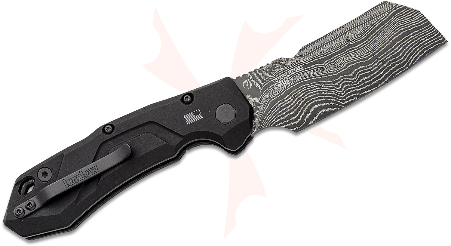 Kershaw 7850BLKDAM Launch 14 AUTO Folding Knife 3.375" Black Damascus ...