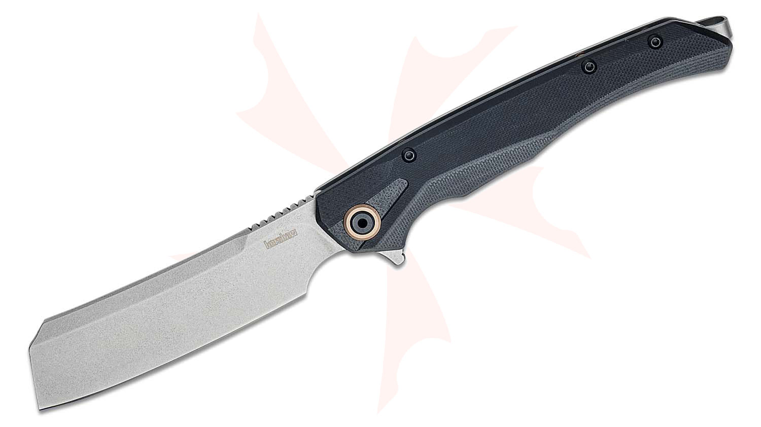 Kershaw 2078 Strata KVT Flipper Knife 4" D2 Stonewashed Cleaver Blade ...