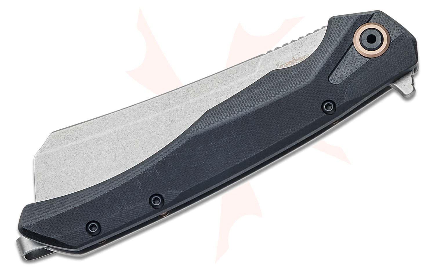 Kershaw 2078 Strata KVT Flipper Knife 4" D2 Stonewashed Cleaver Blade ...