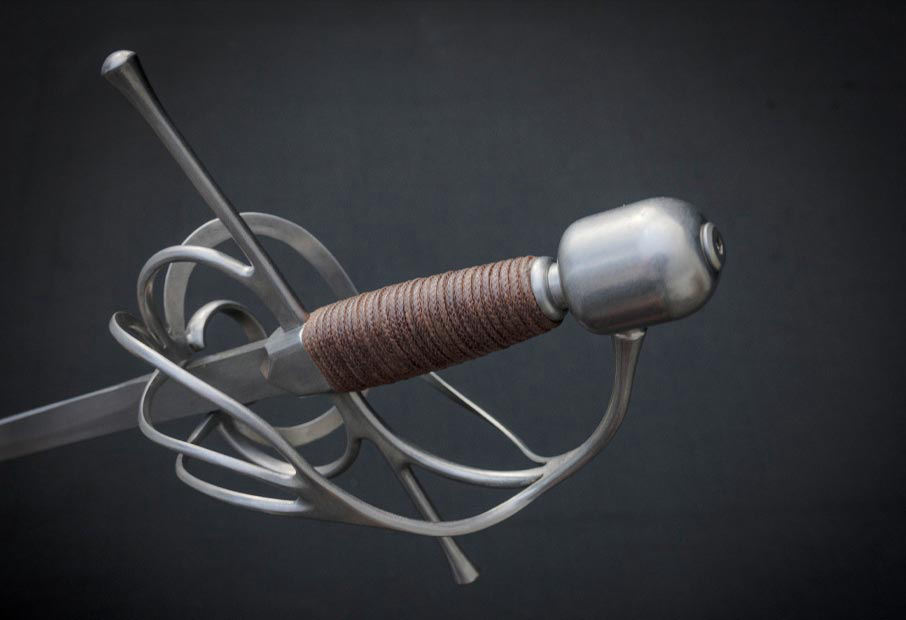 Kingston Arms Swept Hilt Fencing Rapier 42.875" Overall, Brown Cord ...