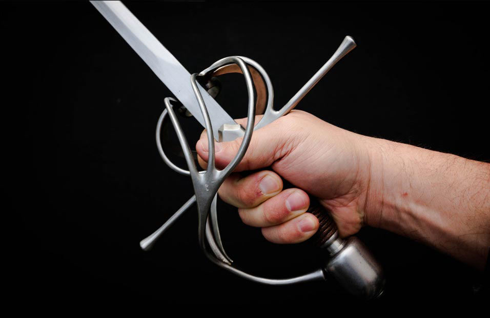 Kingston Arms Swept Hilt Fencing Rapier 42.875" Overall, Brown Cord ...