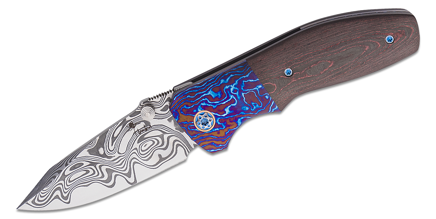 Kirby Lambert Custom Ghost Folding Knife 3.5" Grosserosen Damacore DC21R Clip Point Blade, Pink ...