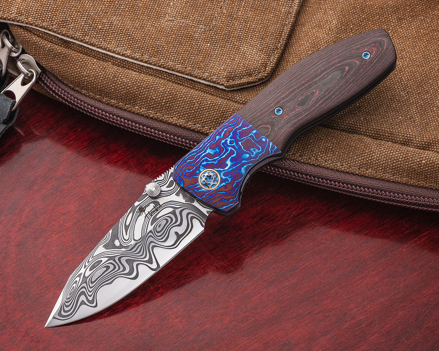 Kirby Lambert Custom Ghost Folding Knife 3.5" Grosserosen Damacore ...