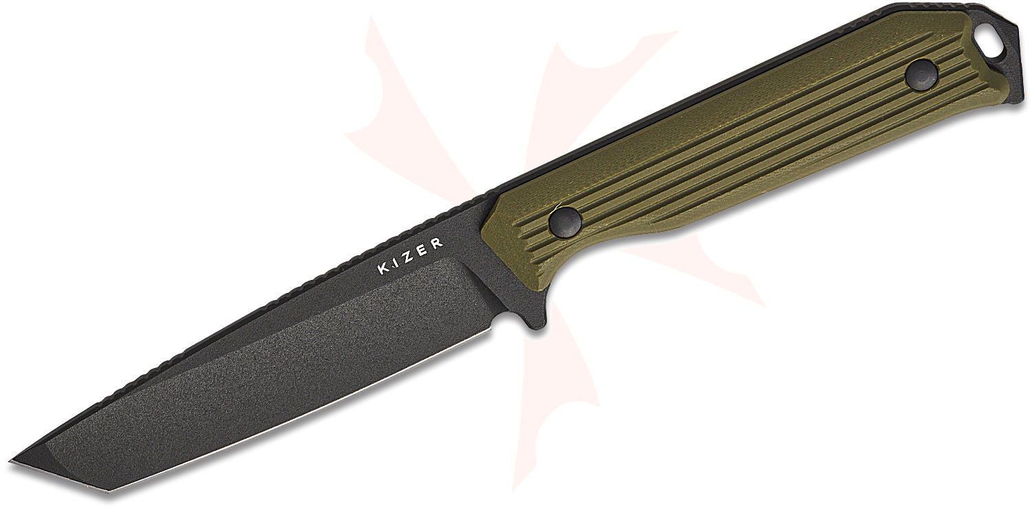 Kizer Cutlery Azo Begleiter Fixed Blade Knife 3.74" AEB-L Black Tanto ...