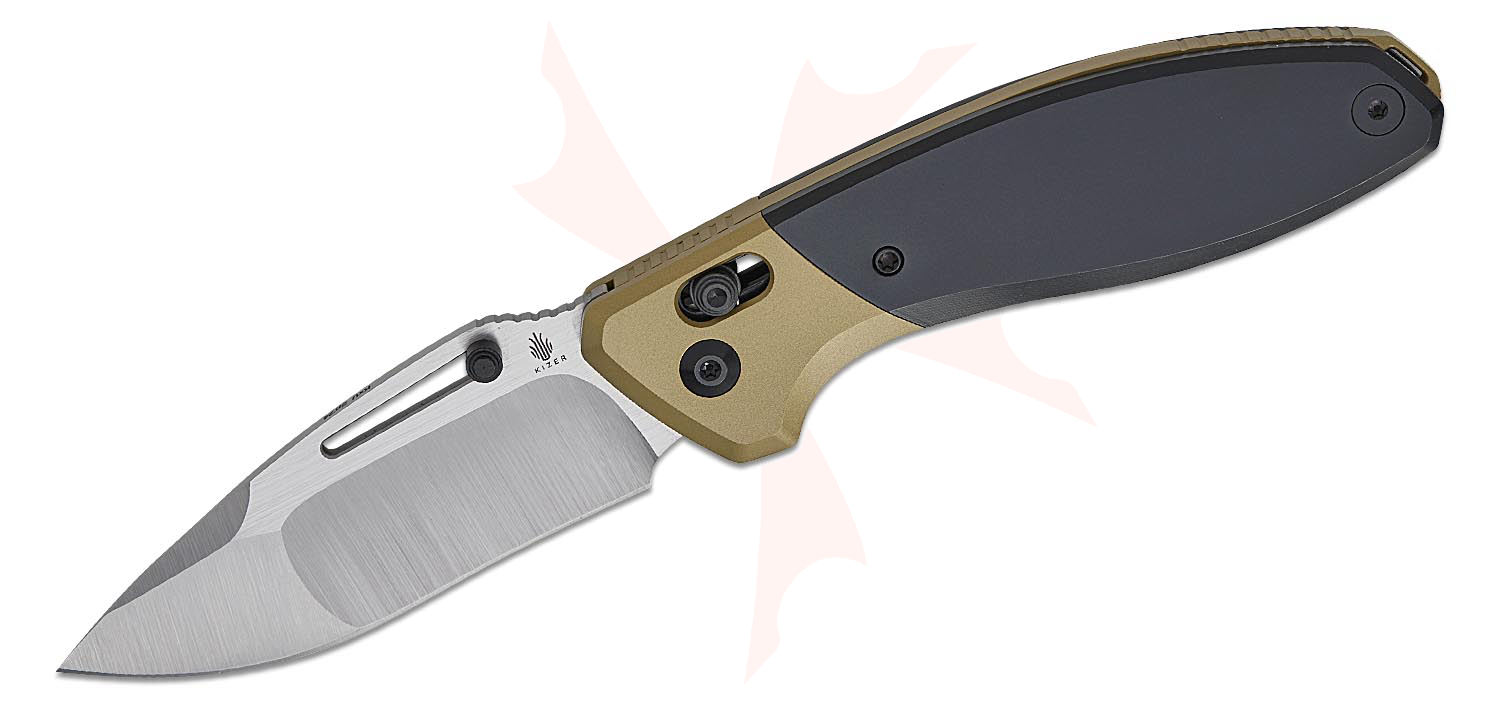 Kizer Cutlery O. SHO Bulli Clutch Lock Folding Knife 3.33" S45VN Hand Brushed Satin Compound ...