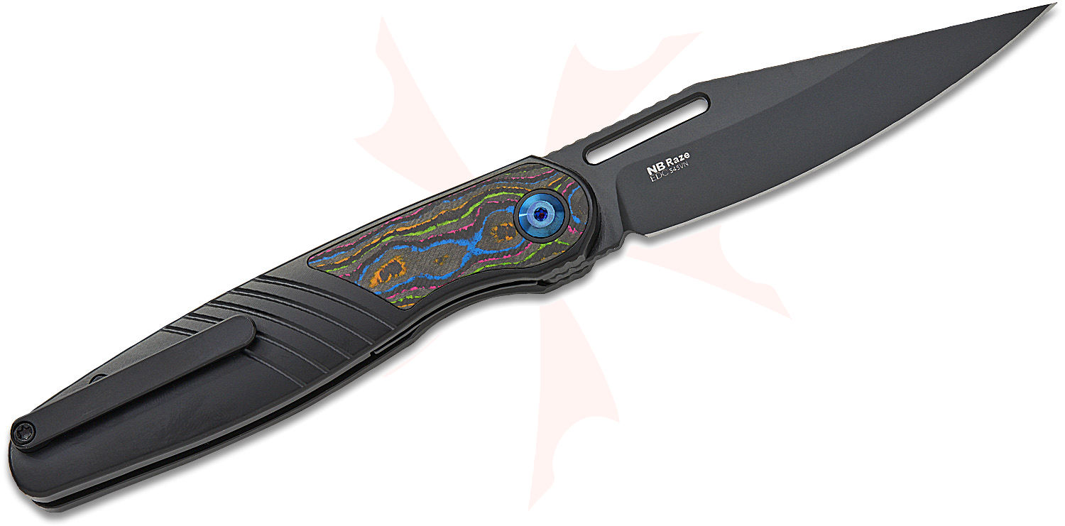 Kizer Cutlery Mark Perez Raze Front Flipper Knife 3.5" S45VN Black DLC ...
