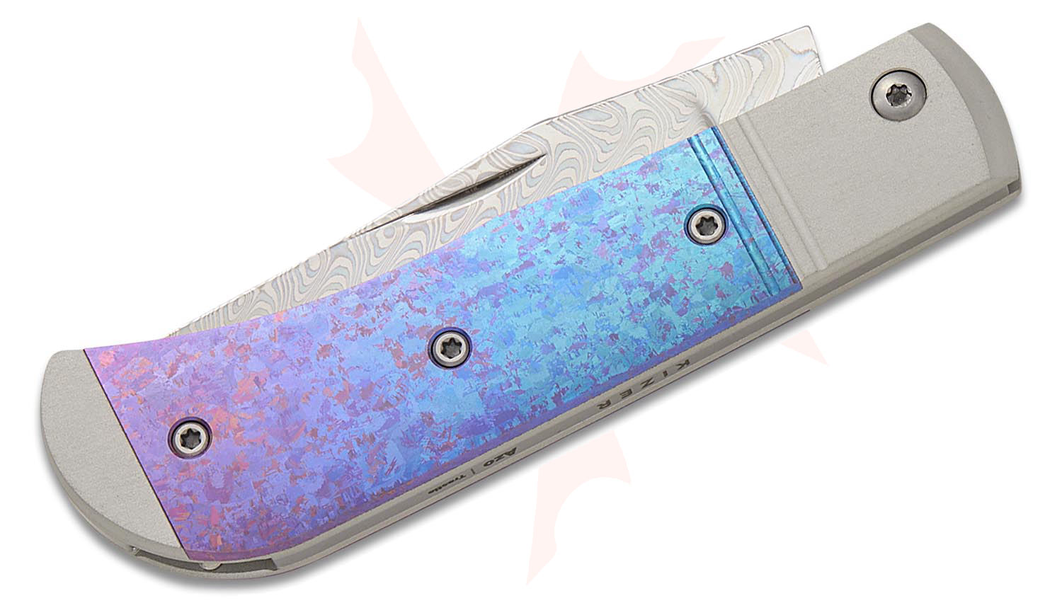 Kizer Cutlery Azo Trestle Slipjoint Folding Knife 2.9" Rainbow Damascus ...
