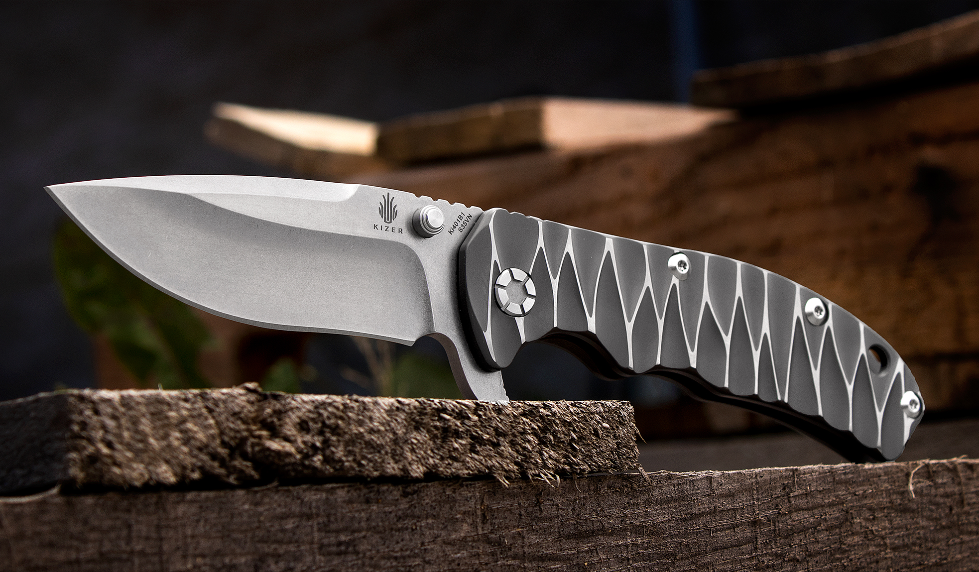 Kizer Cutlery Ki401B1 V3 Flipper Knife 3.58" S35VN Stonewashed Blade ...