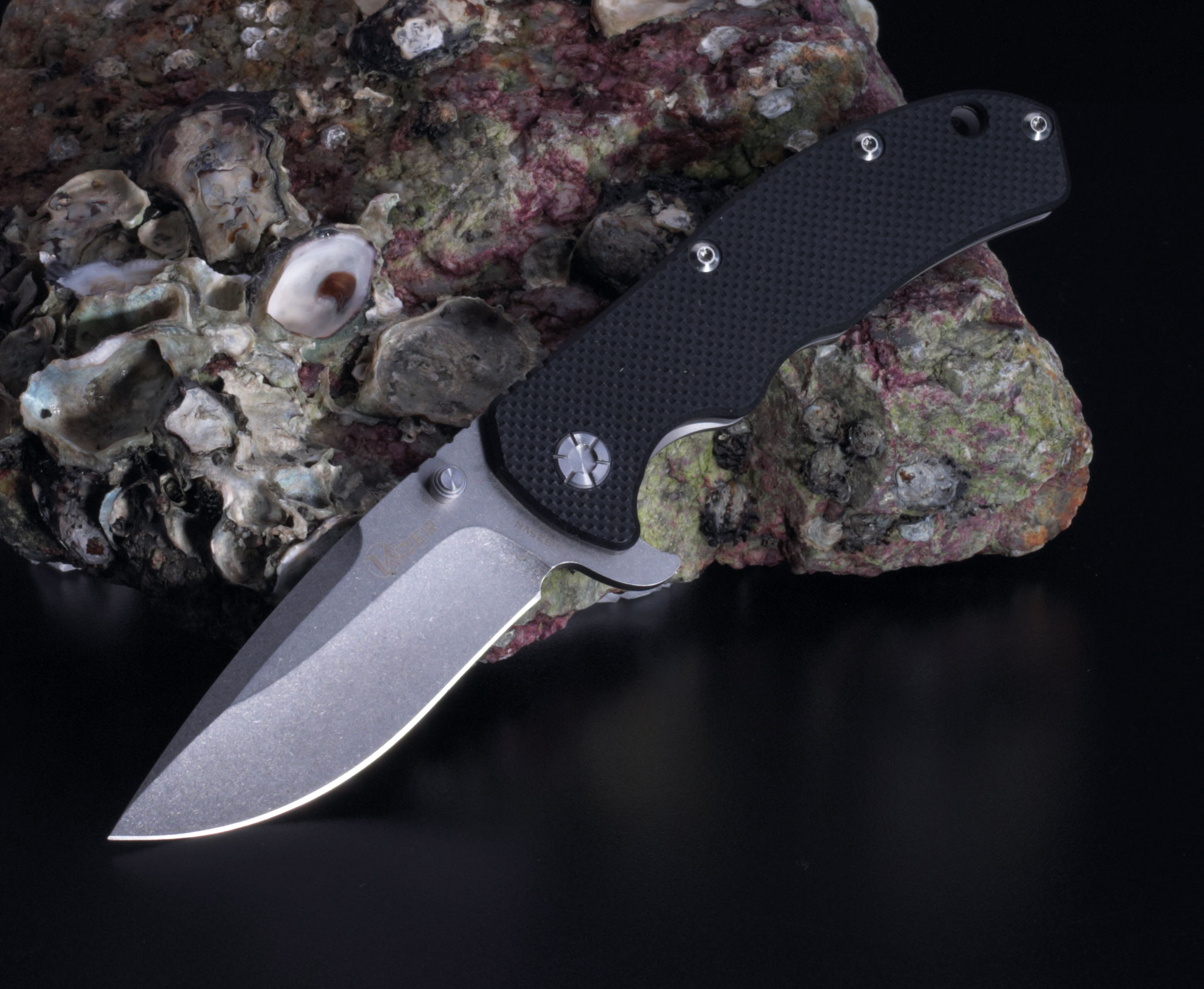 Kizer Cutlery Ki401A1 V3 Flipper 3.58" S35VN Stonewashed Blade, Black ...