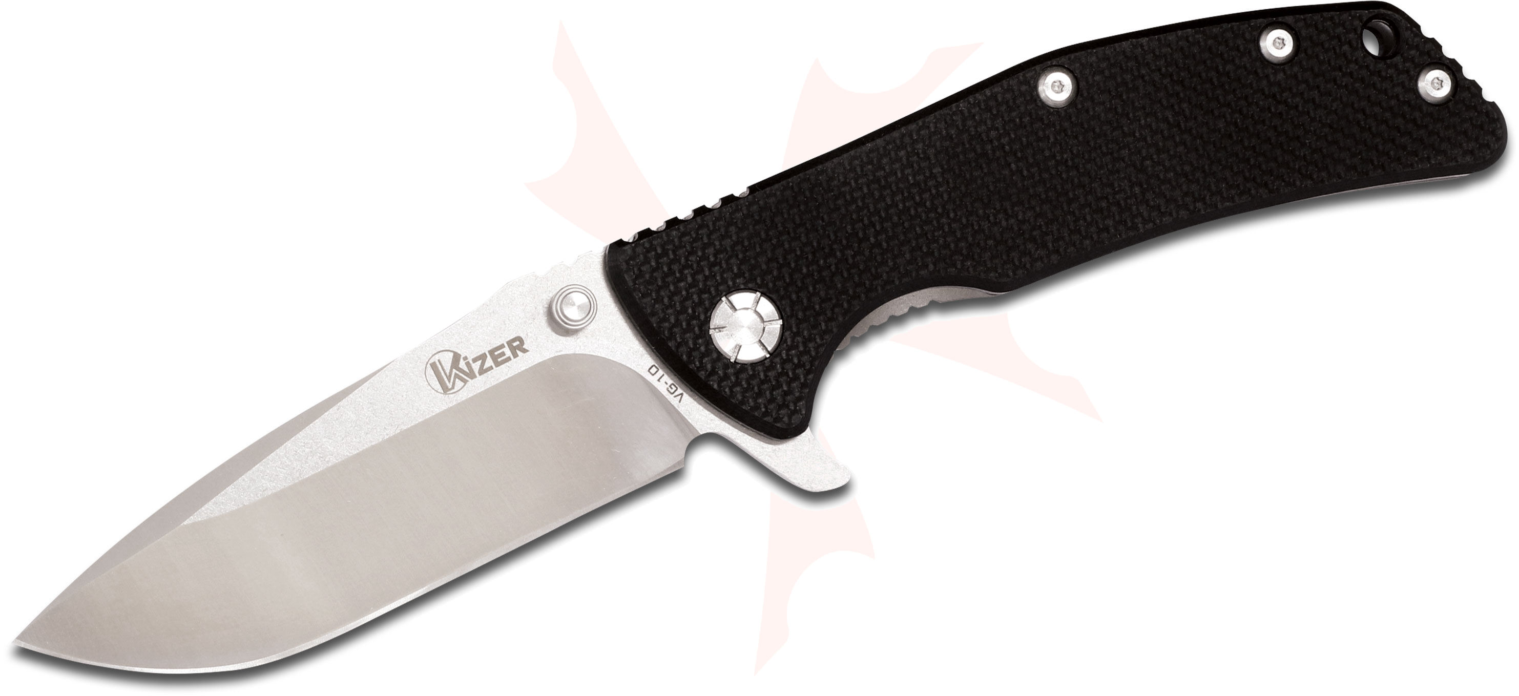 Kizer Cutlery Ki404A2 Activ Flipper 3.59" VG10 Satin Blade, Black G10 ...