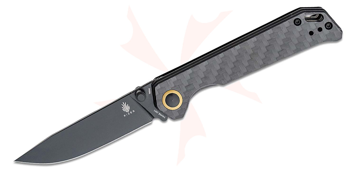 Kizer Cutlery Vanguard Begleiter Folding Knife 3.5" N690 Black Blade ...